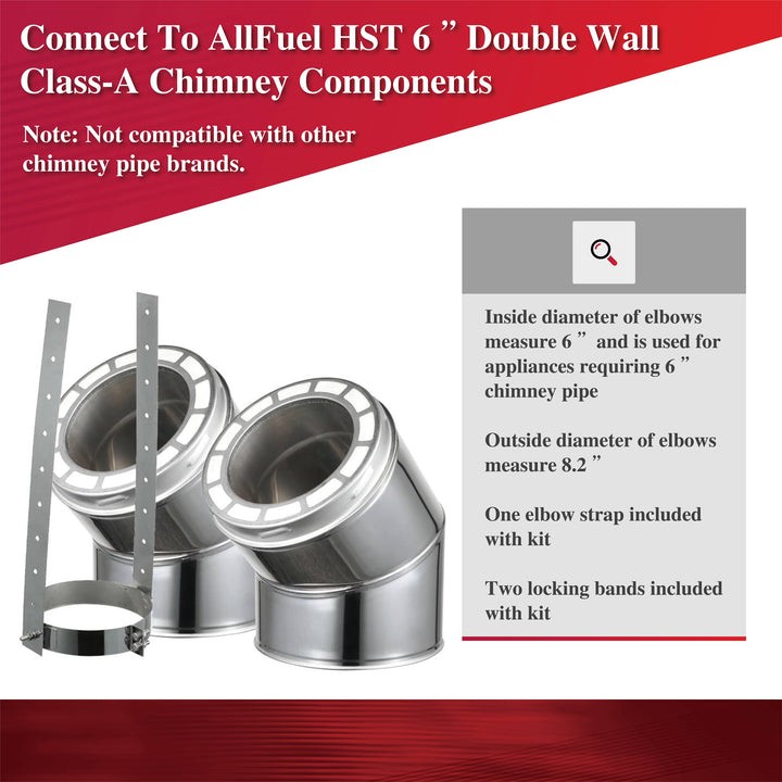 30 Degree Elbow Kit for 6" Inner Diameter Chimney Pipe