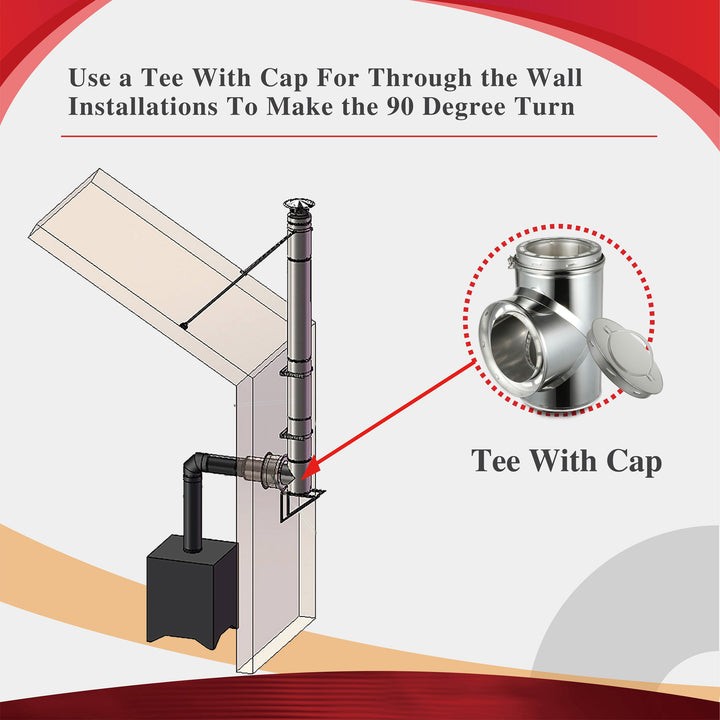 Tee with Clean-Out Cap for 6" Inner Diameter Chimney Pipe